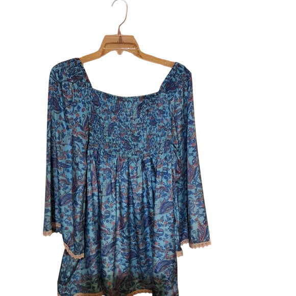 Earthbound Trading Co | Dresses | Chic Blue Paisley Mini Dress | Poshmark